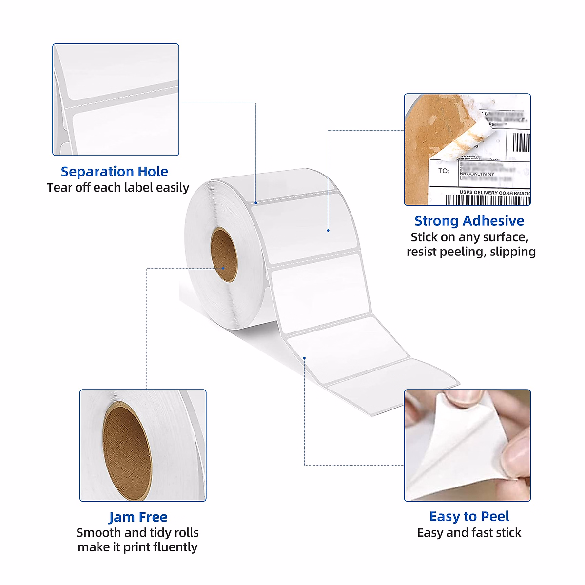 AKOGIRSE 4 Rolls 4x6 Direct Thermal Shipping Labels, 12 Rolls 2.25"x1.25" Multipurpose Barcode/FNSKU/UPC/FBA Direct Thermal Label, Water & Grease Resistant, Ultra Strong Adhesive, Perforated, BPA Free