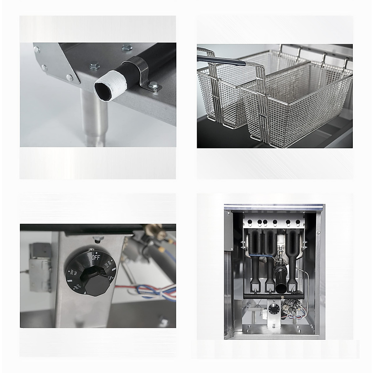 KITMA Commercial Deep Fryer Propane - 40lb Deep Fryer - Liquid Propane 3 Burners Floor Fryers with 2 Fryer Baskets, 90,000 BTU