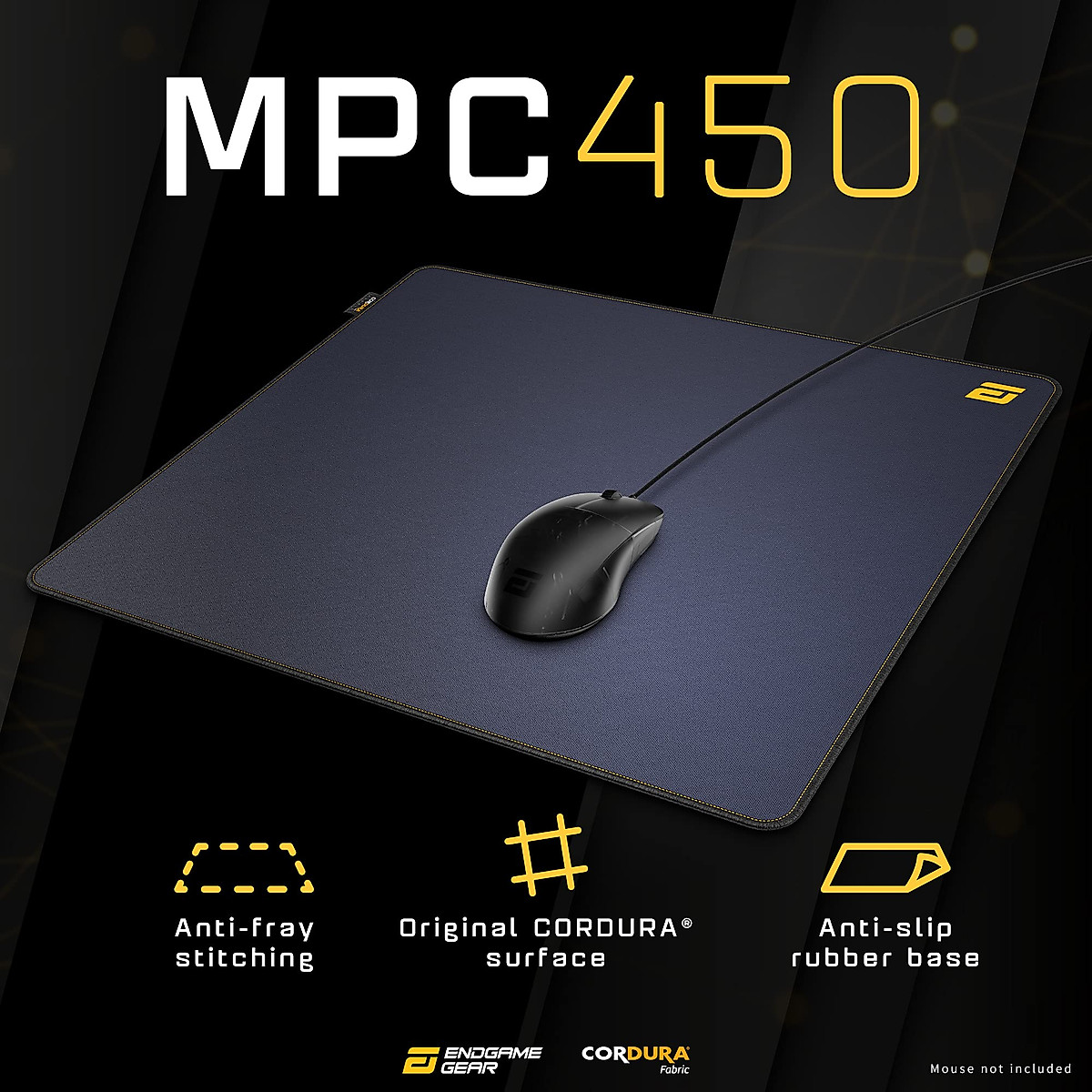 ENDGAME GEAR MPC 450 Gaming Mouse Pad - 17.72 x 15.75 inches - Large Desk Pad for Keyboard and Mouse - Cordura Fabric - Stitched Edge -Bottom from Natural Rubber Desk Mat - Navy Blue