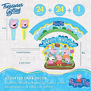 Treasures Gifted Officially Licensed Peppa Pig Birthday Party Supplies - Serves 16 Guests Ultimate Set Peppa Pig Party Supplies, Peppa Pig Decorations, Peppa Pig Backdrop, Peppa Pig Cake Topper & More