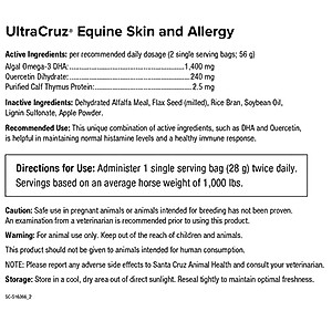 UltraCruz Equine Skin and Allergy Supplement for Horses, 120 Single Servings, Pellet (60 Day Supply)