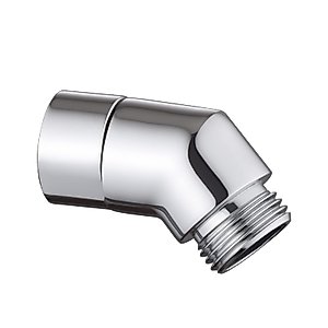 Carvedexquisitely Modern Copper Showerhead Elbow Adapter, 135 Degree Chrome, G1/2" Female and Male