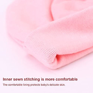 BQUBO Newborn Baby Hospital Hats Beanie Bow Infant Caps Baby Cotton No Scratch Mittens Set for 0-6 Months