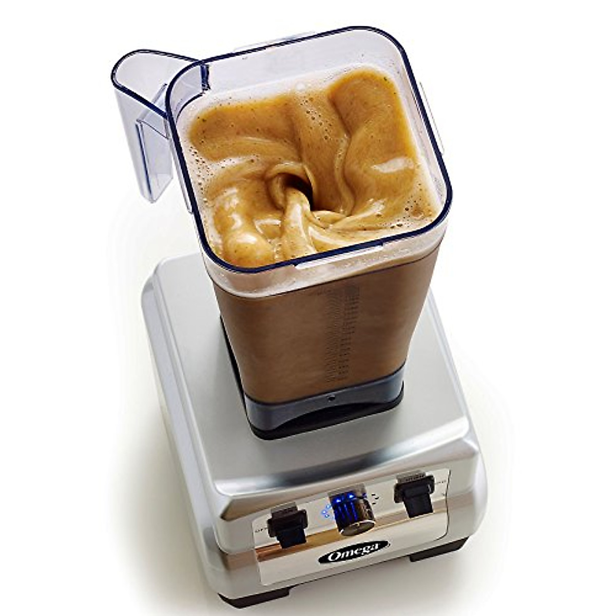 Omega OM6560S Blender Powerful 3 Peak HP Features Easy to Use Toggle Controls Plus Dial Speed Control with 10 Variable Speeds Includes Pulse and Stainless Steel Blade, Silver