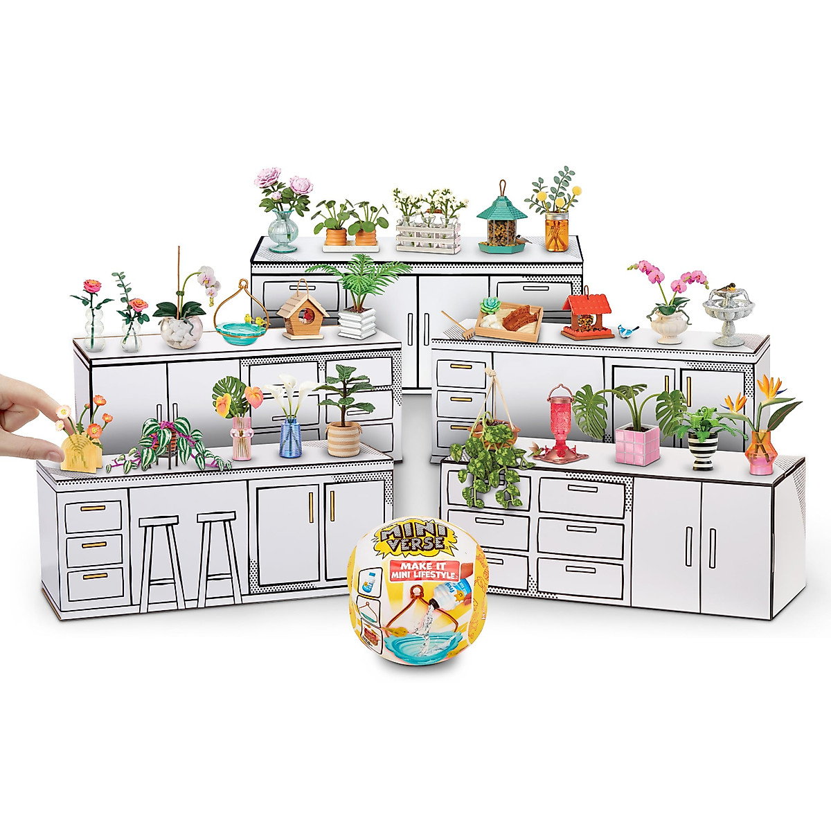 MGA's Miniverse Make It Mini Lifestyle Home Series 1 Collectibles, Mystery Blind Packaging, DIY Crafts, Resin Play, Replica Items, Mini Plants, Birdhouses, Bouquets Collectors, 8+