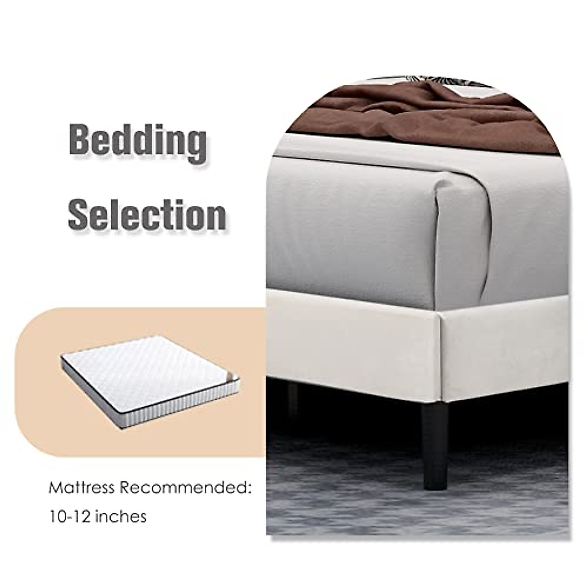 Zavoter Twin Upholstered Platform Bed Frame with Headboard, Mattress Foundation, Wood Slat Support, Quiet, no Box Spring Needed, Easy to Assemble Beige