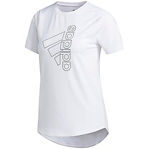 adidas womens Tech Badge of Sport Tee White/Black Small