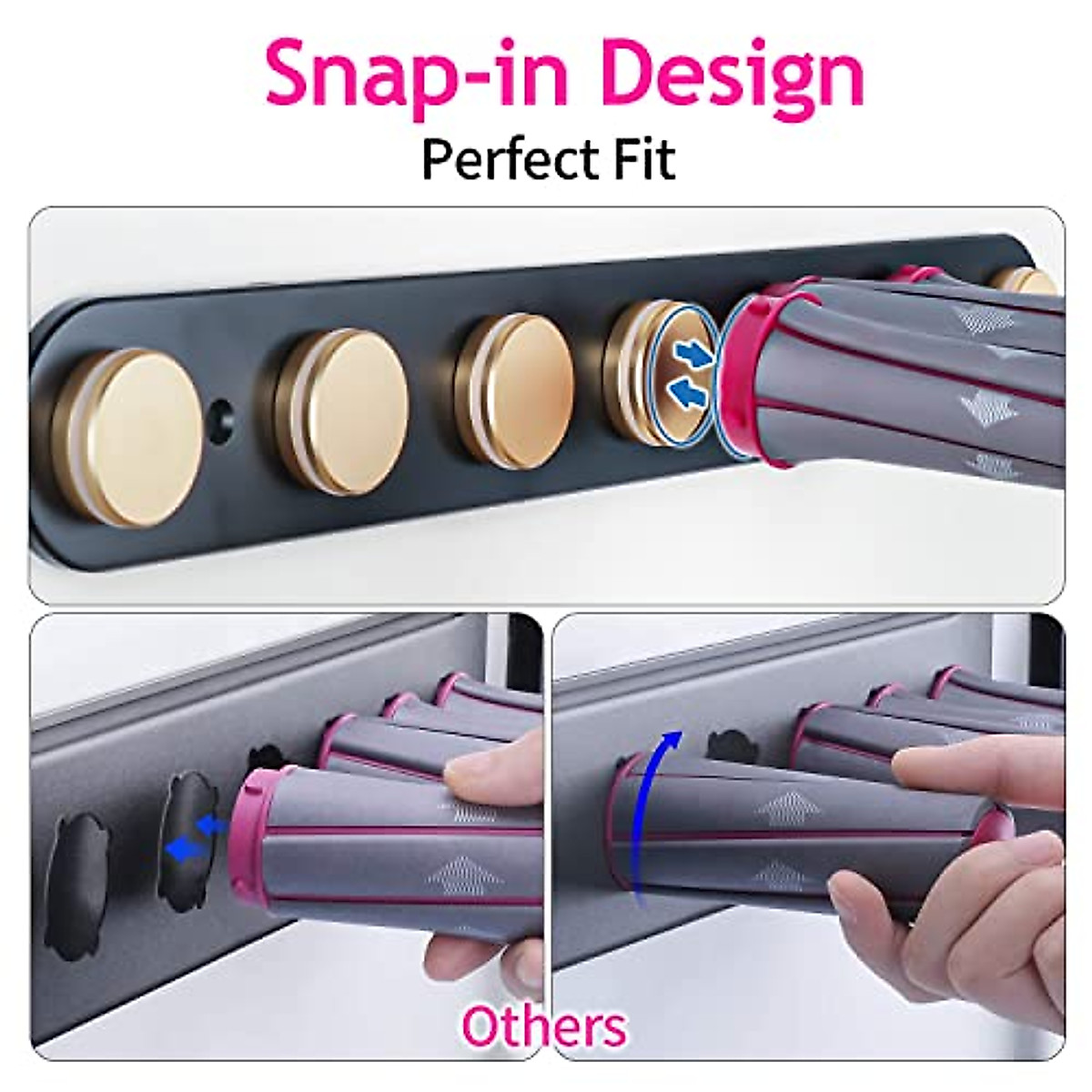 Dyson Airwrap Holder Wall Mount, Storage Holder for Dyson Airwrap Complete, Curling Iron Attachments Rack Dyson Airwrap Organizer, Dyson Airwrap Stand for Bathroom Hair Tool Holder Black, UEMUSI