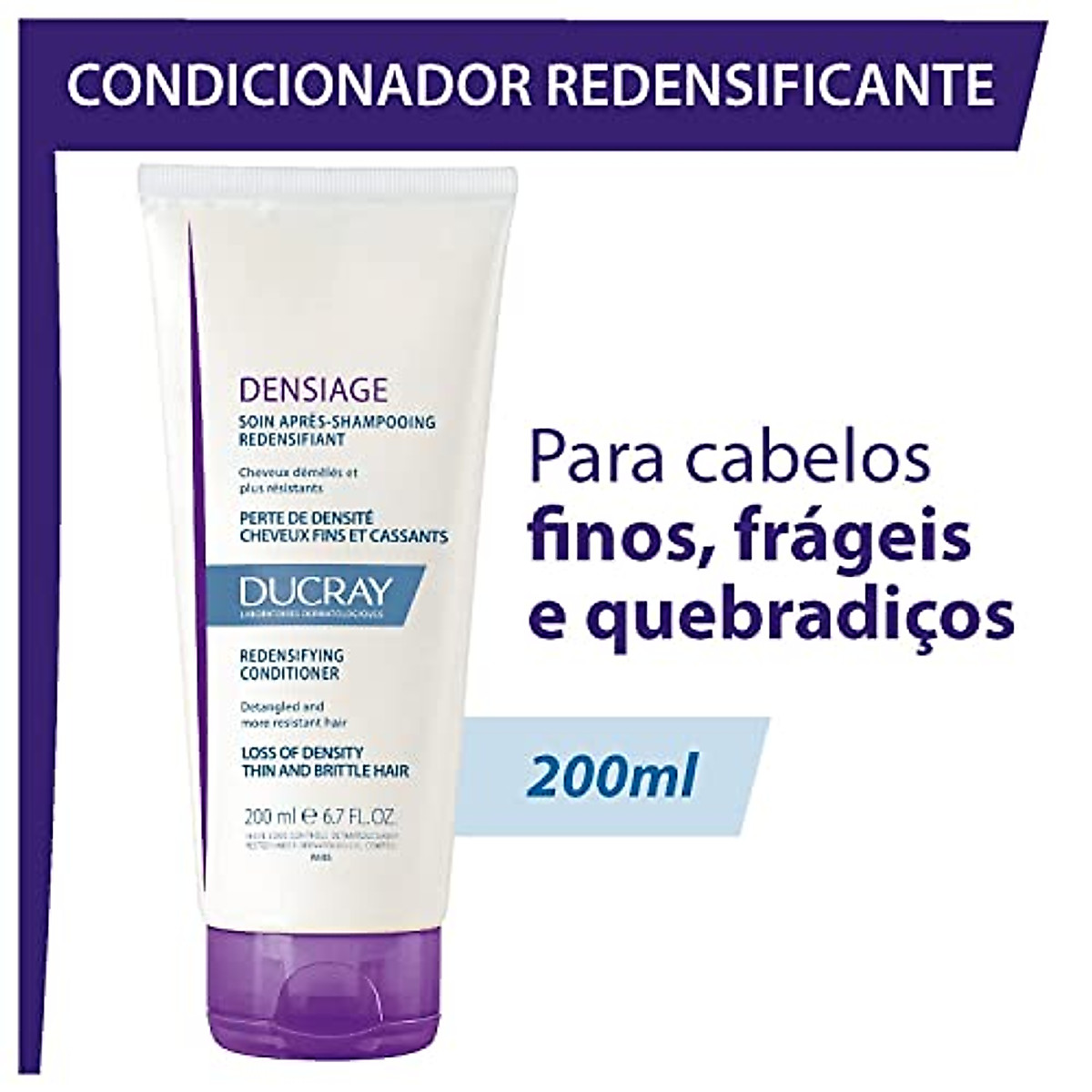 Ducray Densiage Redensifying Conditioner, Visiblity Thickens Brittle Aging Hair, 6.7 oz.