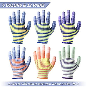 TOBEHIGHER Gardening Gloves for Women - Gardening Gloves 12 Pairs, Breathable Rubber Garden Gloves, Outdoor Protective Working Gloves
