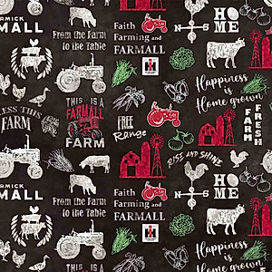 Farmall Tractor Cotton Fabric by Sykel-Licensed Farmall Black Farm to Table Cotton Fabric