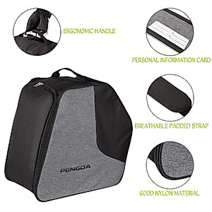 PENGDA Ski Boot Bag - Boot Bag Kids Waterproof Ski Boot Snowboard Boot Bag Travel Ski Boot and Helmet Bag for Goggles, Gloves, Ski Apparel & Boot Storage (Dry& Wet Separate Compartments) (Black Grey)