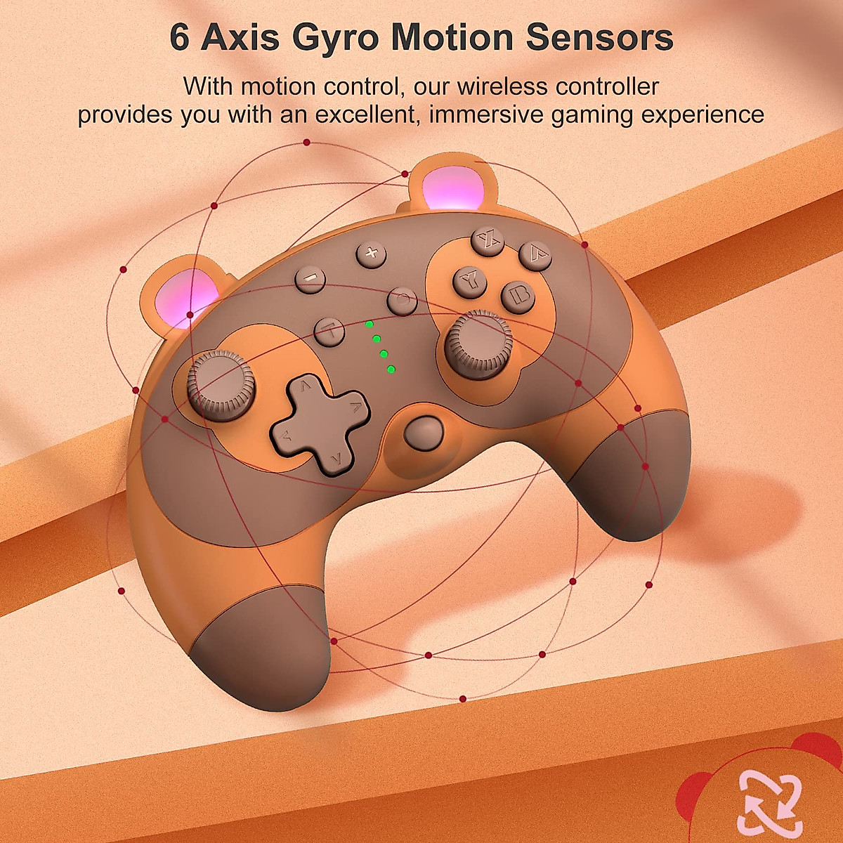 PowerLead Switch Controller - Cute Raccoon Animal Wireless Switch Controller for Switch Lite/OLED/PC, Switch Pro Controller Remote Gamepad Joystick with Turbo/Motion Control/Wake-up, Vibration