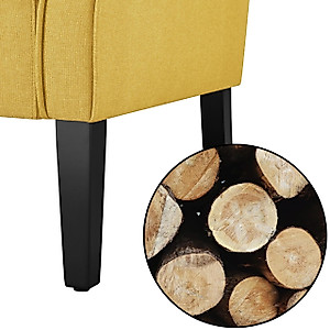 Yaheetech Modern Armchair, Mid Century Accent chair with Sturdy Wood Legs and High Back for Small Space, Upholstered Fabric Sofa Club Chair for Living Room/Bedroom/Office, Set of 2, Yellow