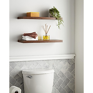 BAYKA Floating Shelves, Wall Mounted Rustic Wood Shelves for Bathroom, Bedroom, Living Room, Kitchen, Office, 23" Hanging Shelf for Books/Storage/Decor with 22lbs Capacity (Rustic Brown,Set of 2)