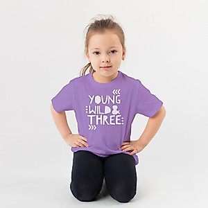Young Wild and Three Girls 3rd Birthday Shirt for Toddler Girls Third Birthday Outfit Purple Shirt 3T