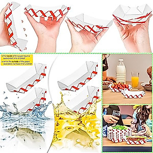 MotBach 100 Pack 2lb Checkered Paper Food Boats Disposable Paper Boats, Kraft Paper Food Trays Paper Food Serving Boat Tray Basket for Snacks Hot Dogs Sandwich Burgers Popcorn Chips Tacos Fries Nacho