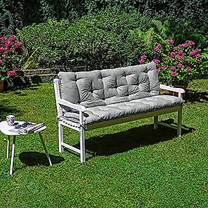 AvgnLxqe Swing Replacement Cushions 2-3 Seater Patio Swing Cushion with Backrest Waterproof Bench Cushion Loveseat Thick Garden Seat Cushion for Outdoor Patio Backyard Furniture (White 39.3x39.3in)