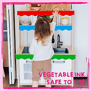 6 Rolls Bulletin Board Borders, 240Ft Scalloped Rolled Border Trim with Wavy Line Design Yellow, Green, Red, Blue, Black, White Decoration for School, Classroom & Offices, 40Ft per Roll