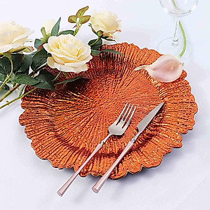 Tiger Chef Charger Plates - Orange Plate Chargers for Dinner Plates - Wedding Décor Place-mats (6, Orange Reef)