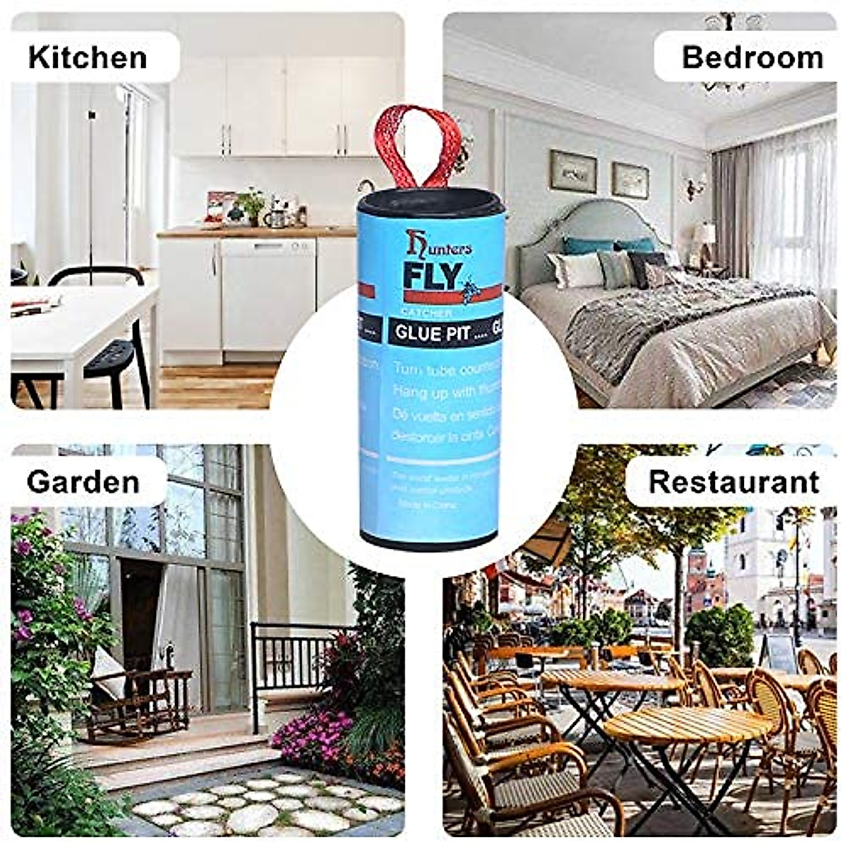 Dwcom 20 Pack Sticky Fly Traps Hanging, Fly Paper Strips Fly Ribbon Catcher Gnat Mosquito for House, Kitchen, Bullpen, Stable, Pasture