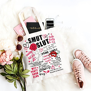 WZJHCL Smut Slut Gift Spicy Book Tote Bag Hot Tote Shopping Bag Smut Romance Reusable Grocery Tote bag Smutty Book Gift (Smut Slut Tote Bag)