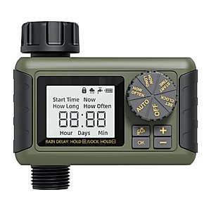 Sprinkler Timer, Diivoo Hose Timer with Timing and Frequency Irrigation, Water Timer for Garden Hose with Rain Delay and Manual Watering for Lawn, Green
