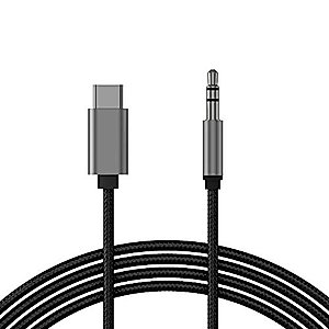 TALK WORKS USB C to 3.5mm Aux Jack Audio Cable - 6ft Braided Type C Cord Heavy Duty Headphone Stereo Adapter for Samsung Galaxy S21, S20, S10, S9, iPad Pro 2018, Google Pixel, Moto Z, Black