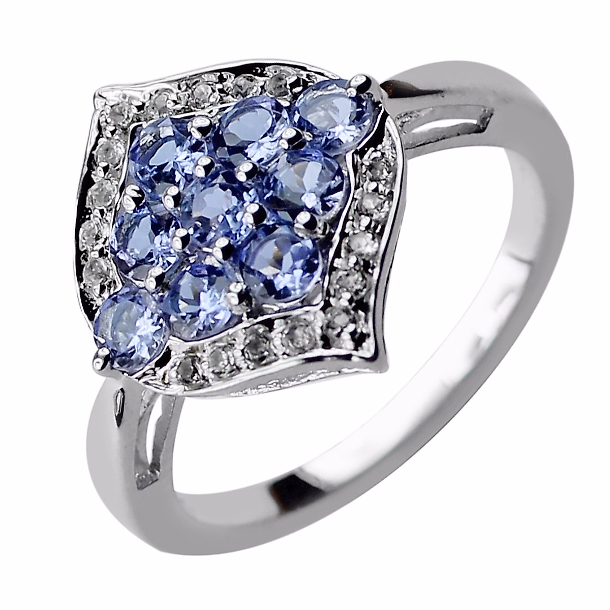 Carillon 0.77 Carat Tanzanite Round Shape Natural Non-Treated Gemstone 925 Sterling Silver Ring Engagement Jewelry for Women & Men