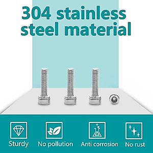 PHITUODA 25pcs M6-1.0 x 25mm Socket Head Cap Screws Bolts, 304 Stainless Steel Machine Thread Bolt, Full Thread Bright Finish Screw