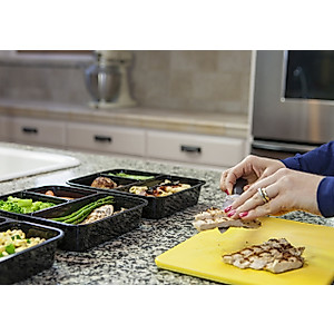 INEVIFIT Meal Prep 3 Compartment BPA FREE, Premium Food Storage Containers, Durable & Reusable, 36 oz. Stackable 7 Pack, Microwaveable & Dishwasher Safe Bento Lunch Box with Leak Resistant Technology