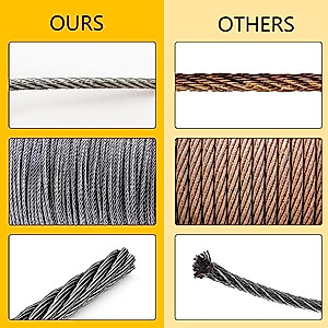 RECTOO 200ft 1/8" Stainless Steel Cable with Cable Cutters, 7x7 Strands Stainless Steel Wire Rope Construction, Wire Rope Aircraft Cable for Deck Railing Stair Handrail Balusters Porch Fence