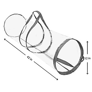 Primode Wrapping Paper Storage Bag, Gift Wrap Organizer, Fits 40 Inch Long Rolls, Hold Up to 24 Rolls, Heavy Duty Clear PVC Bag with Top and Side Handles (Gray)