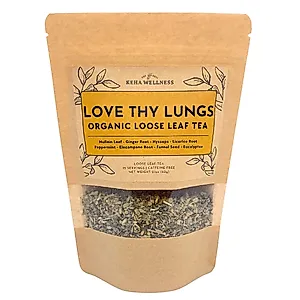 Keha Wellness Organic Love Thy Lungs Loose Leaf Herbal Tea, Lung Cleanse and Health, Respiratory Support, Caffeine-Free, Made in the USA