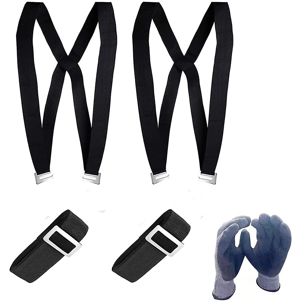 Furniture Moving Straps Furniture Dolly Moving Supplies Lifting Straps for Furniture, 2-Person Shoulder Lifting with 2 Pairs Gloves, Heavy Objects up to 800lbs, Black