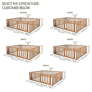 BUSYWOOD Montessori Floor Bed - Toddler Bed - Play Pen - Kids Furniture - Toddler Bed Frame - Wood frame - Twin Bed Rails for Toddler - Montessori Furniture (Model 6.2)