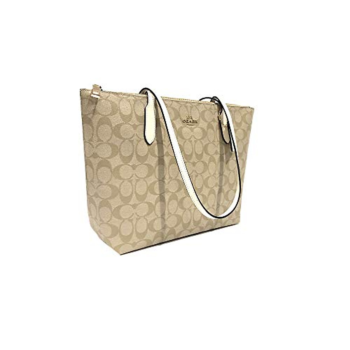 Coach Signature Zip Tote Shoulder Handbag (IM/Light Khaki Chalk)