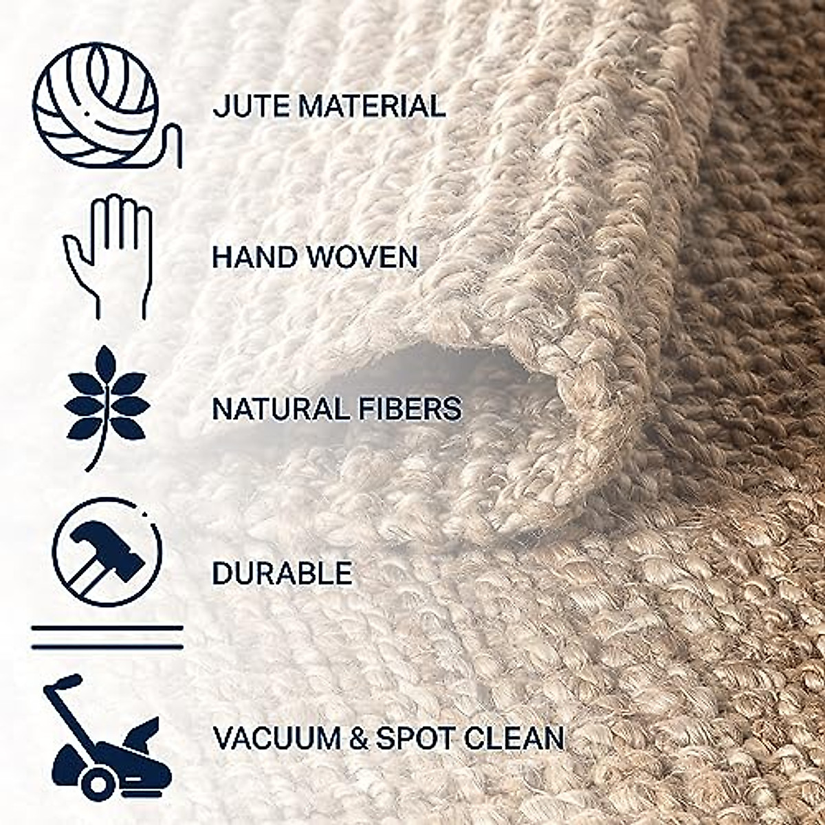 JONATHAN Y NRF102A-5 Pata Hand Woven Chunky Jute Indoor Area Rug Bohemian Farmhouse Easy-Cleaning Bedroom Kitchen Living Room Non Shedding, 5 ft x 8 ft, Natural Color