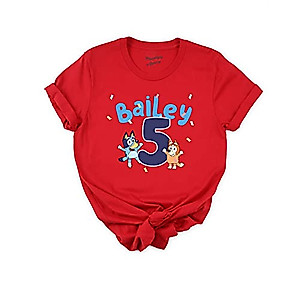 Bluey Custom Name And Age Birthday T-Shirt, Disney Bluey Birthday Shirt, Bluey Shirt For Girls, Bluey Shirt Birthday, Bluey Shirt For Kids, Custom Disney Shirt