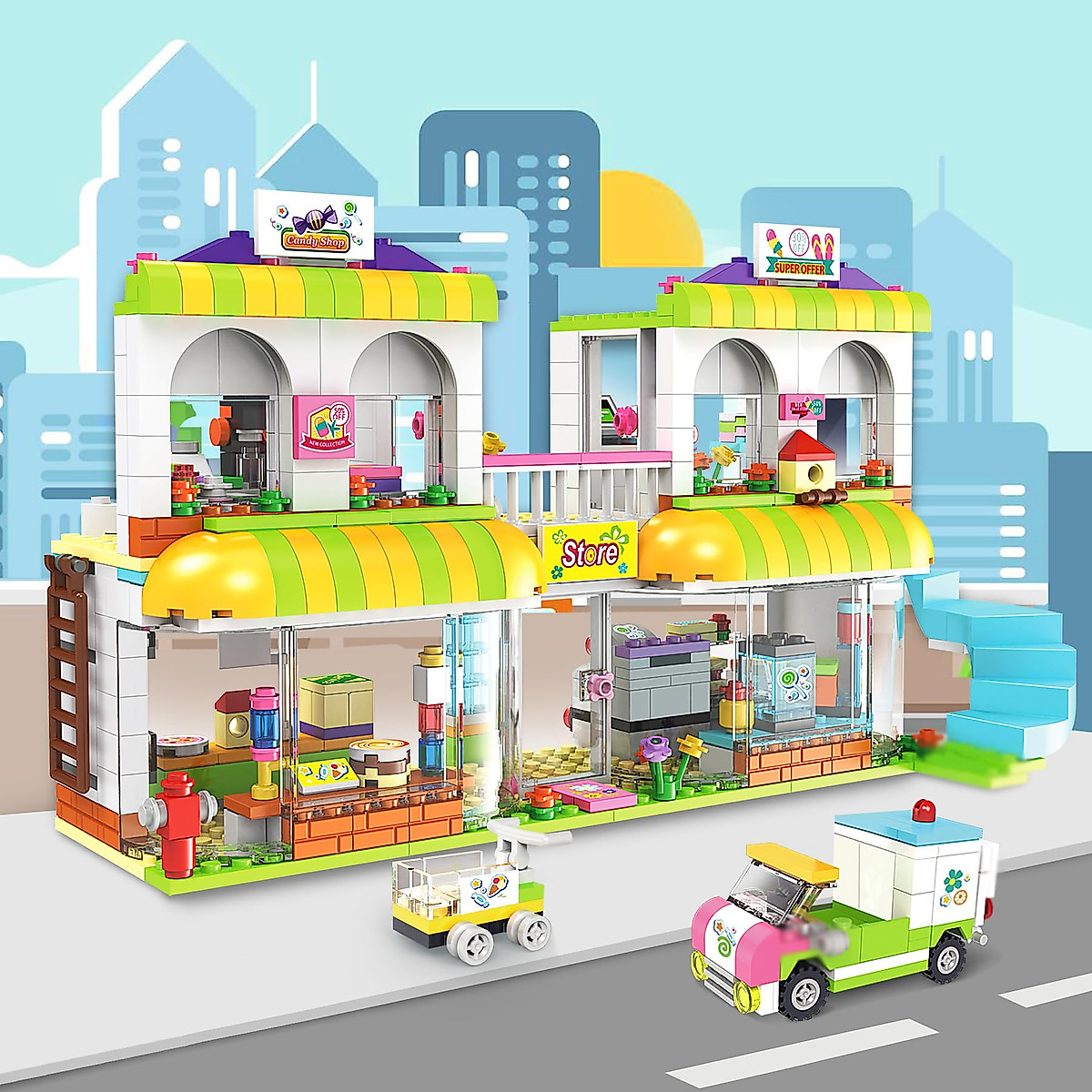 Friends House Building Toy Set for Girls, Friends Family House Supermarket Building Kit with Storage Box, Creative Roleplay Building Blocks Toy Gifts for Kids Boys Girls Aged 6-12 (1657 Pieces)