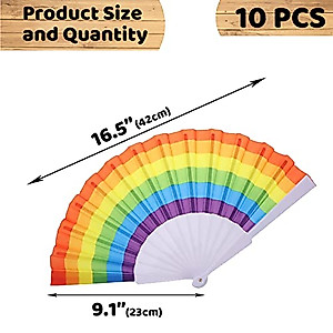 Vibrant Rainbow Folding Fans - 10 Pcs for LGBT Pride