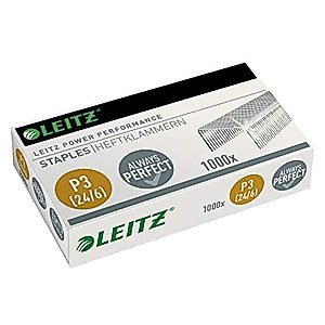 Leitz 55700000 P3 Power Performance 24/6 Staples, Strong Steel, Length 6 mm, 1000 Staples, Staples Up to 30 Sheet Capacity