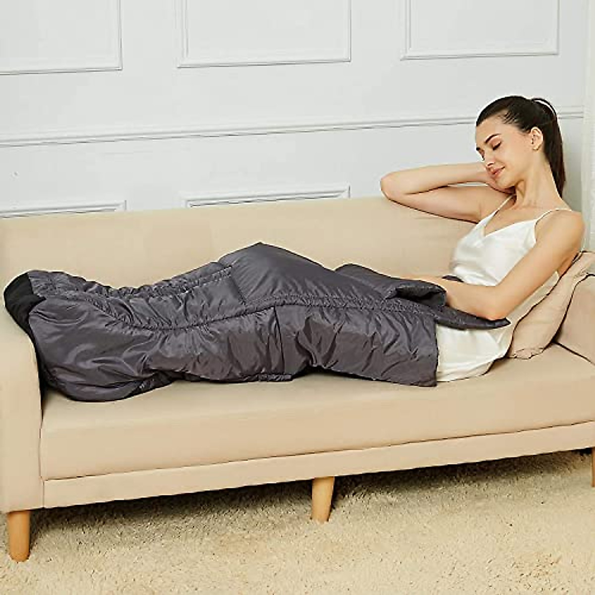 Heated Full Body Wraps, Woolala Electric Heating Pad Knee Hands Foot Warmer for Pain Relief, 6 Adjustable Temperature Levels/Auto Shut Off/Washable (Gray)