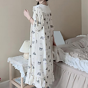 Kuromi Pajamas for Women Kawaii Kuromi Nightgown Pajamas Lightweight Sleep Dress Soft Kuromi Sleepwear Casual Pajamas for Women Girls (Beige, XXL)