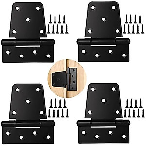Heavy Duty Gate Hinges, 4 Pack 3.5 Inches Shed Door Hinges with 36 Screws, Rustproof Metal Square Shed Barn Door Hinges, Self-Closing Spring Gate Hinges for Wooden Fences