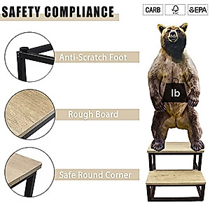 SZLHANJZ Multi Purpose Wood & Metal 2 Step Stools for Adults Kids, Round Corner Dog Steps Bed Step Stools for High Beds, Portable Stepping Stool for Bedroom Kitchen, Load 500 LB, Beige