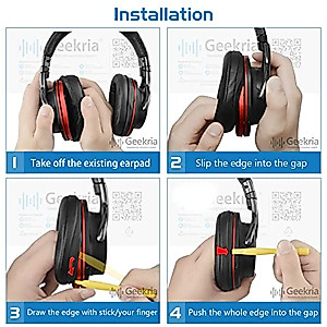 Geekria Sport Extra Thick Cooling Gel Replacement Ear Pads for Sony MDR-1ABT, MDR-1RBT, MDR-1RNC Headphones Ear Cushions, Headset Earpads, Ear Cups Repair Parts (Black)