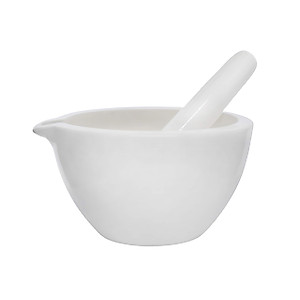 EISCO Porcelain Mortar & Pestle Set, 18oz (550ml) - Unglazed Grinding Surface - Excellent for Kitchen or Laboratory - Grinds Powdered Chemicals, Herbs & Spices - Pill Crusher - White Labs