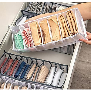 YZYANZI Socks Pants T-shirts Clothes Drawer Organizers Dividers For Drawer Folded Clothes Clothing (7 Packs - 2x Socks Grid-11+ 1 x Bra Grid-6 + 2 x Underwear Grid-7 Small + 2 x Legging Grid-7 Medium)