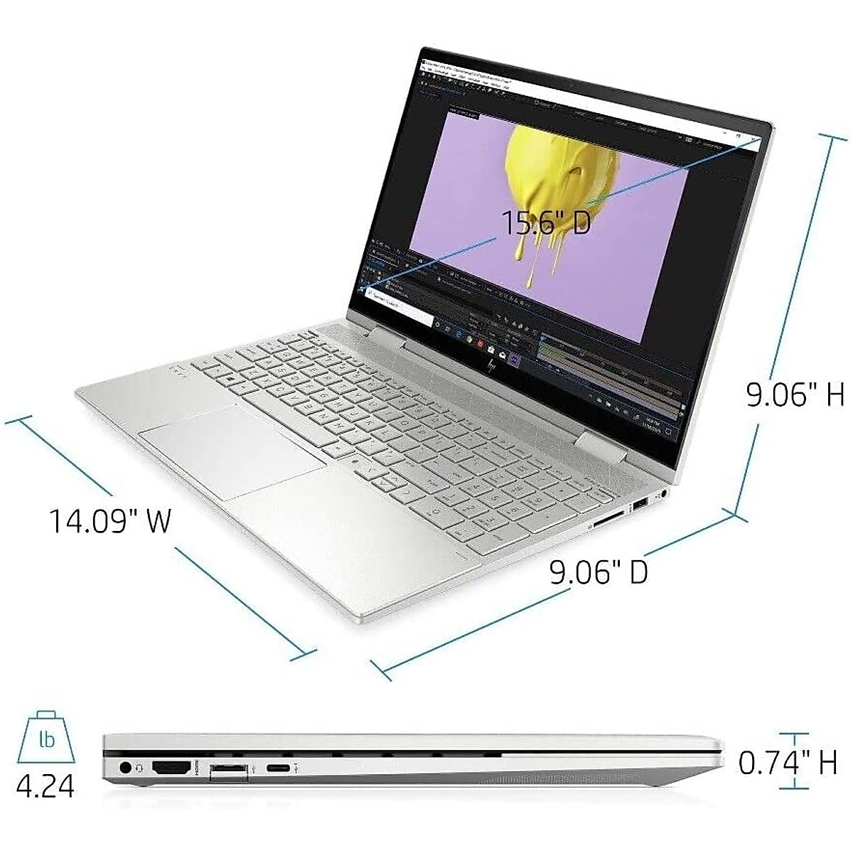 HP Envy x360 2-in-1 15.6" Touchscreen Laptop, Intel Core i5-1135G7, Intel Iris Xe Graphics, 16GB DDR4 RAM, 512GB PCIE SSD, Backlit Keyboard, Fingerprint, Stylus Pen, Win 11 Home, Silver